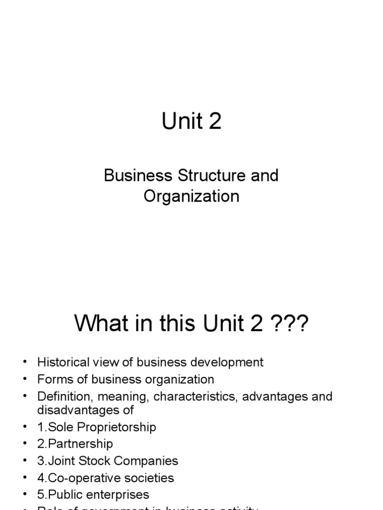 Unit 2: Business Structure and Organization | PDF | Partnership ...