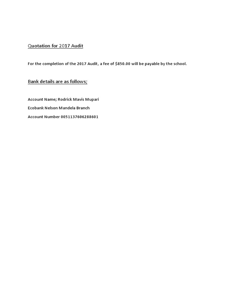 Cheziya High School 2017 Audit Fee | PDF | Finance & Money Management