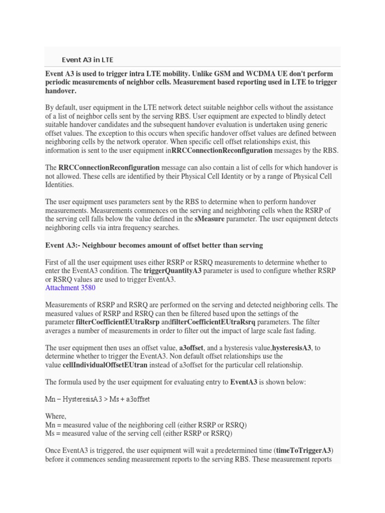 Event A3 in LTE | PDF | Lte (Telecommunication) | Mobile Technology