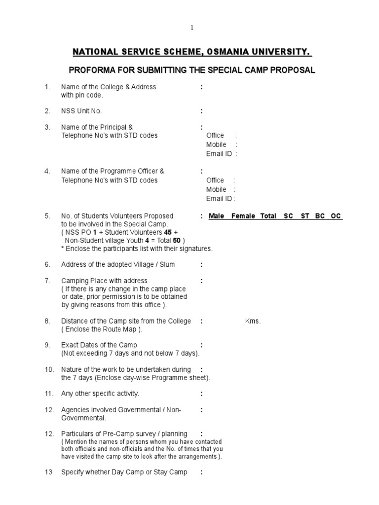Proforma of Special Camp Proposal | PDF | Business | Computing And ...