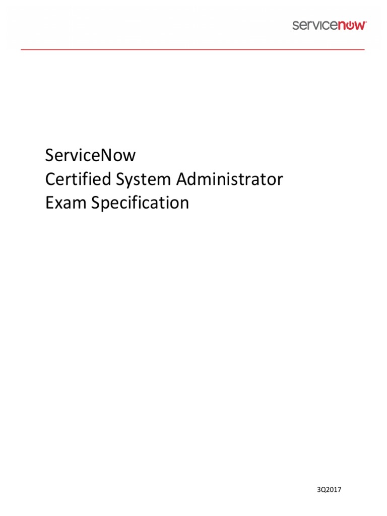 ServiceNow Sys Admin Exam Specs | PDF | Multiple Choice | Test (Assessment)