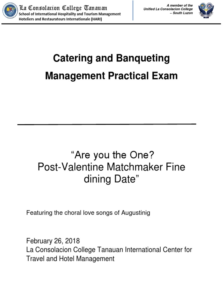 Catering and Banqueting Management Practical Exam: "Are You The One ...
