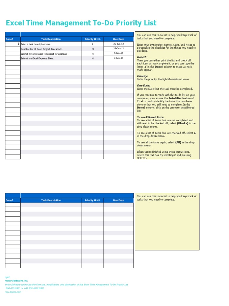 Excel Time Management To-Do List | PDF | Time Management | Professional ...