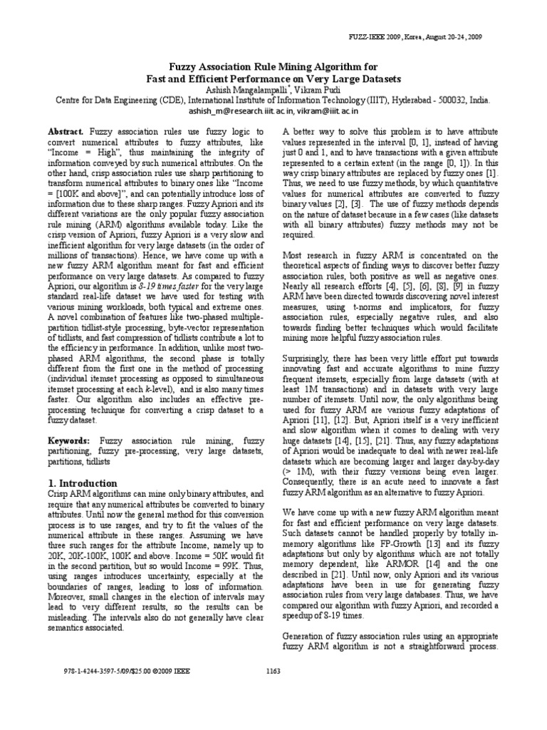 Fuzzy Association Rule Mining Algorithm For Fast And Efficient Performance On Very Large