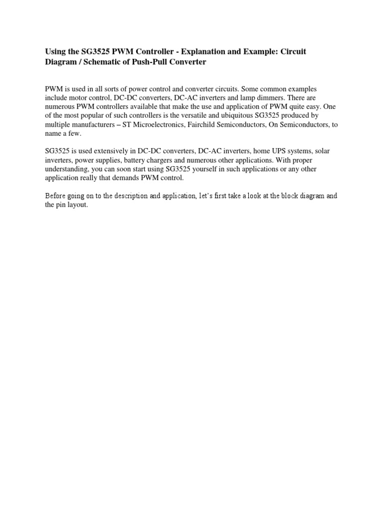 Circuit Schematic and Description of a 50kHz Push-Pull Converter Using ...