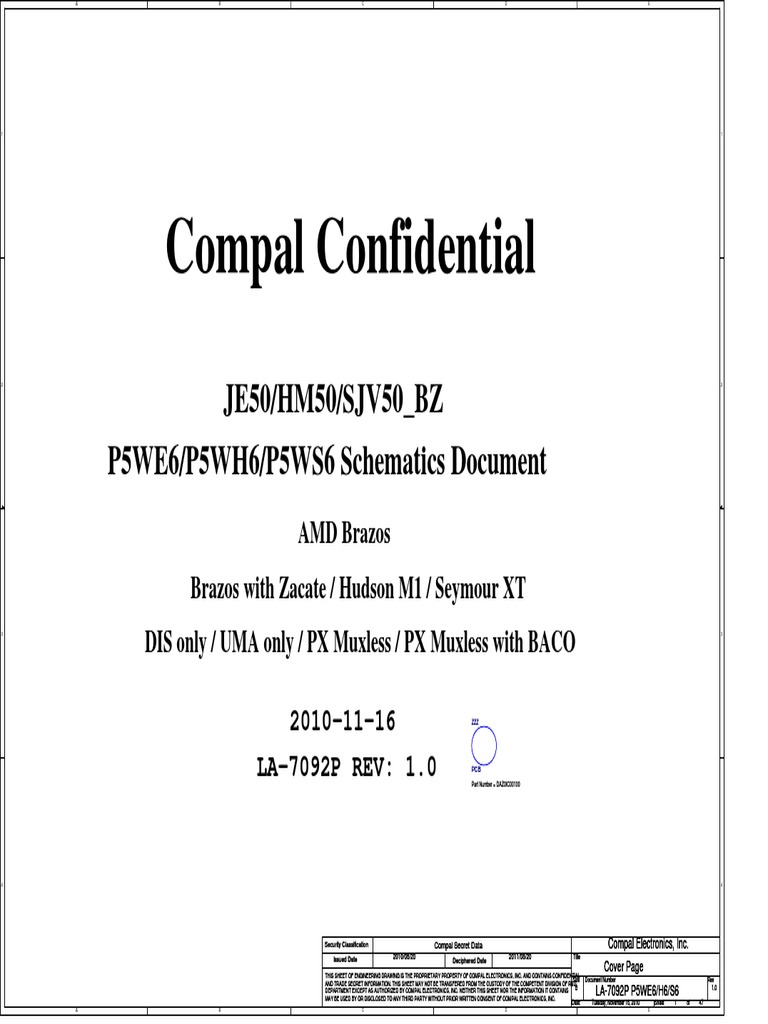 Compal La 7092p r1 Schematics PDF | PDF | Classified Information ...