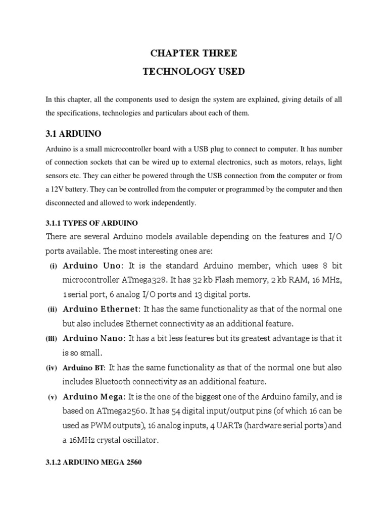 Chapter Three Technology Used: 3.1 Arduino | PDF | Arduino | Rectifier