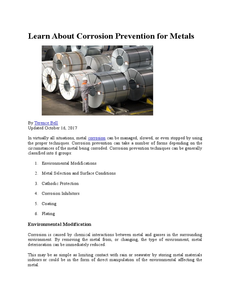 Corrosion Prevention For Metals | PDF | Corrosion | Anode