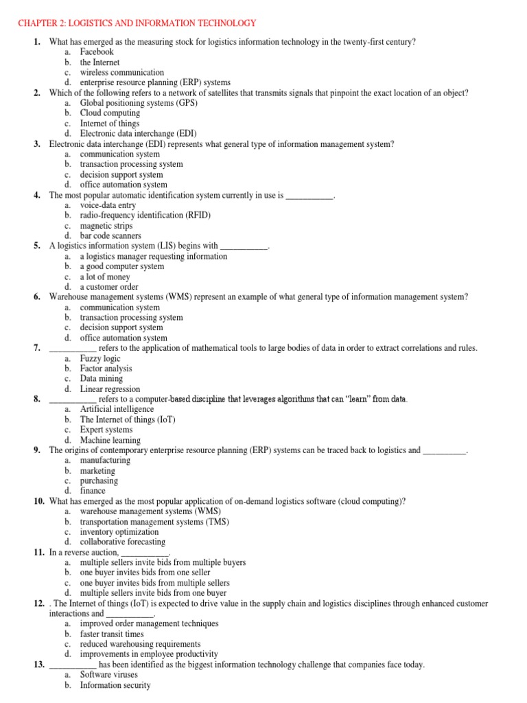 Multiple Choice Questions-1 | PDF | Procurement | Logistics