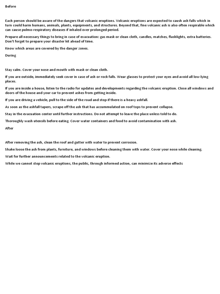 Prepare for Volcanic Eruptions with Safety Tips | PDF