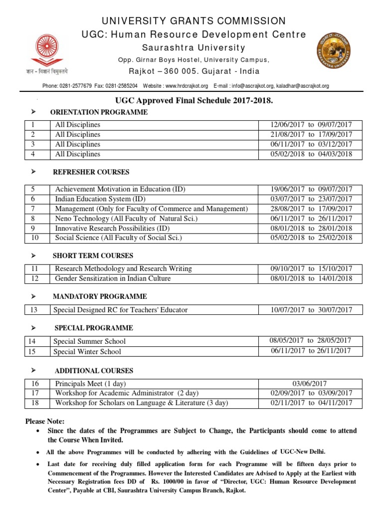 University Grants Commission UGC: Human Resource Development Centre ...