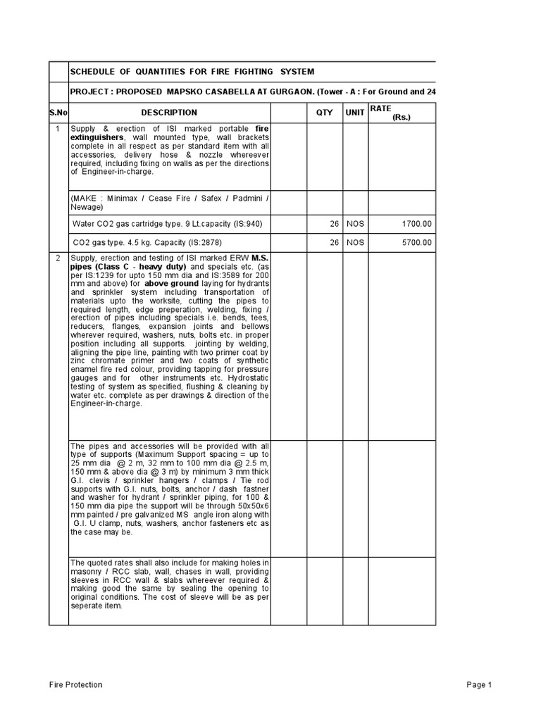 Fire BOQ Mapsko Tower A | PDF | Electrical Wiring | Electrical Connector