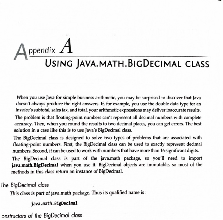 Ppendix: Using Java - Math.Bigdecimal Class | PDF | Teaching Methods & Materials | Computers