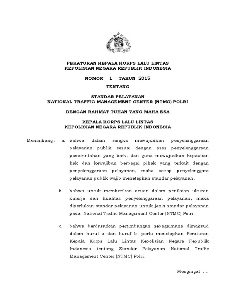 Perkap SP NTMC Polri 2015 No 1 THN 2015 | PDF