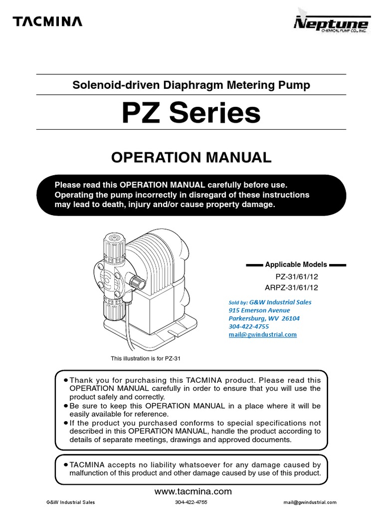 Neptune PZ Manual | PDF | Pump | Valve