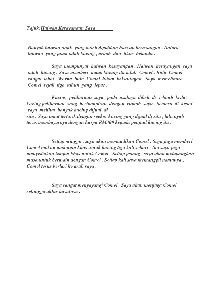 Contoh Karangan Haiwan Kegemaran - DelaneyknoeHerrera