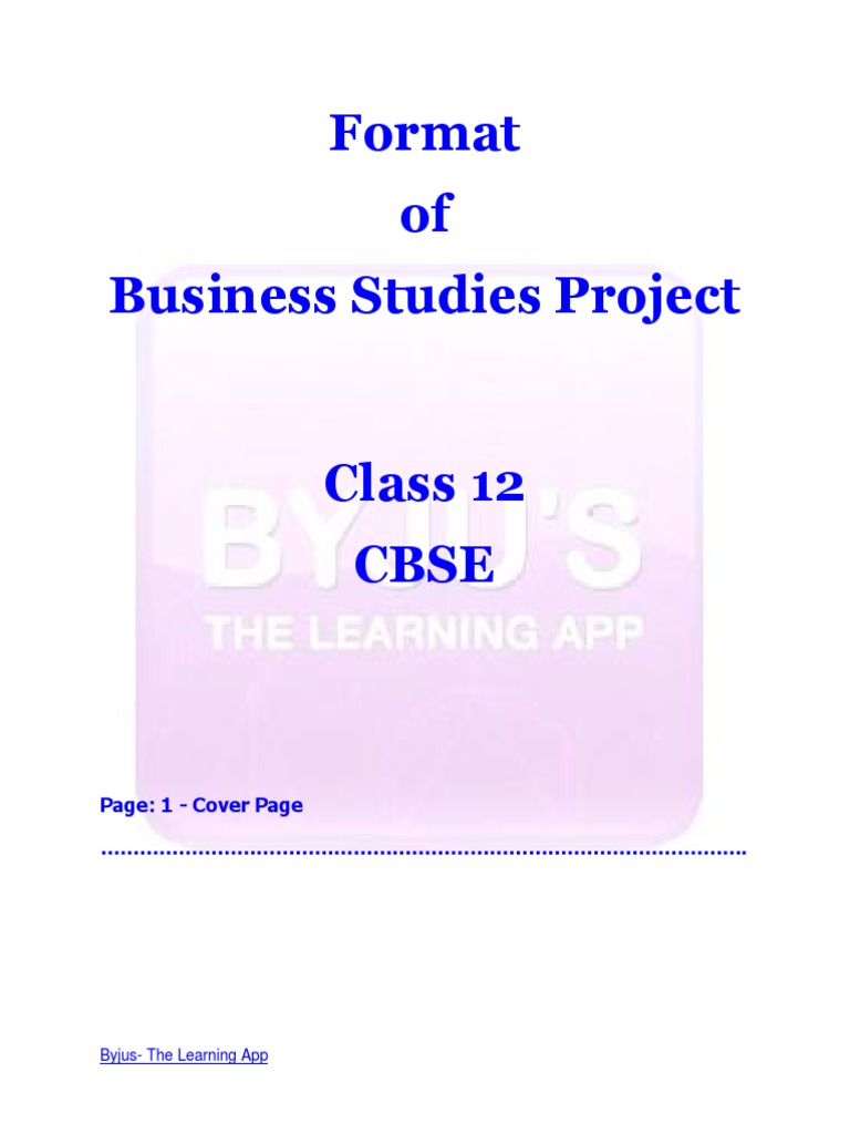 Business Studies Project Cover Page | PDF | Cognition | Marketing
