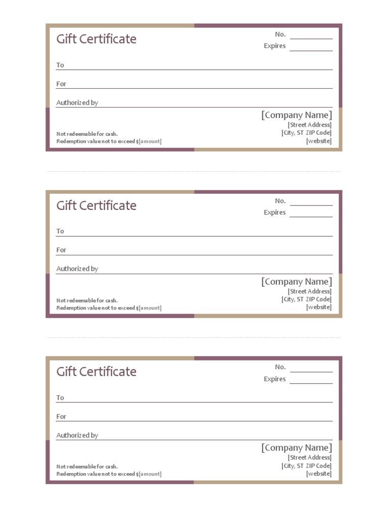Gift Certificate: (Company Name) | PDF