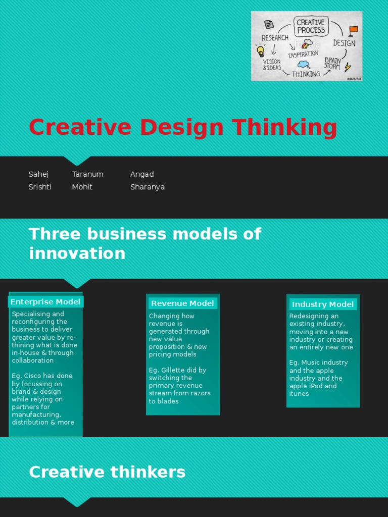 Creative Design Thinking: Sahej Taranum Angad Srishti Mohit Sharanya | PDF