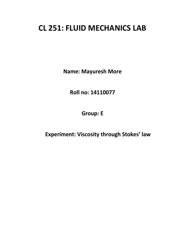 Stokes' Law | PDF | Drag (Physics) | Viscosity