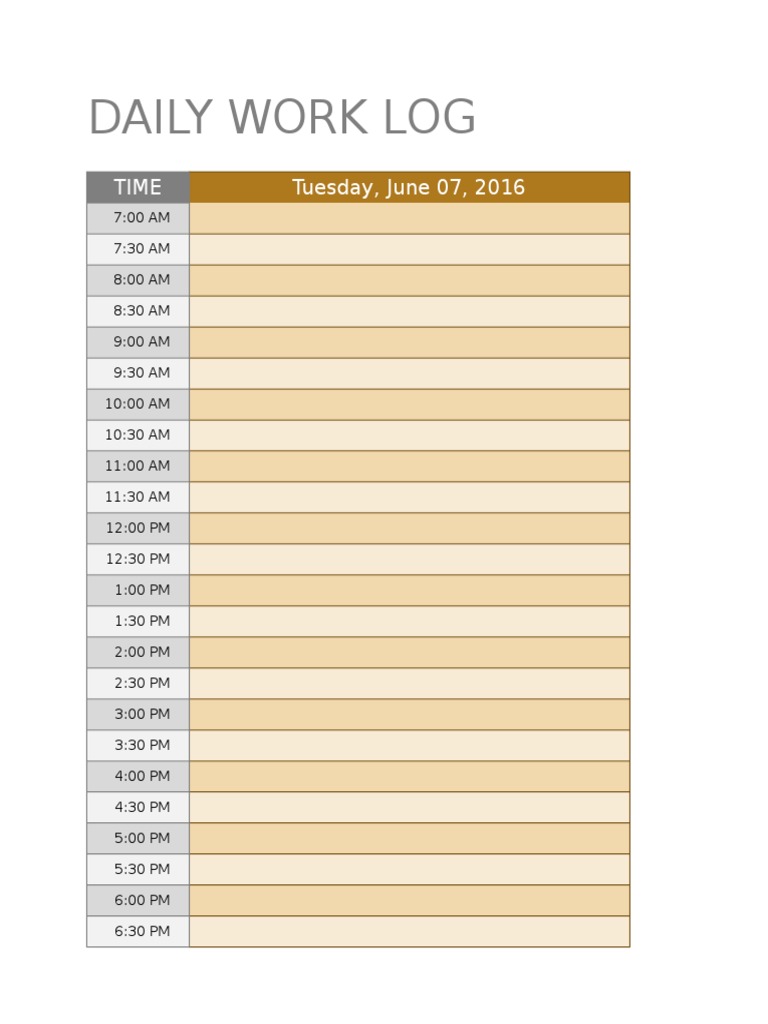 Daily Work Log Template | PDF