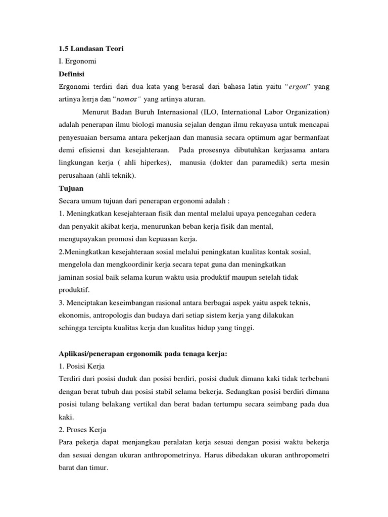 Bab 1 Landasan Teori Ergonomi | PDF