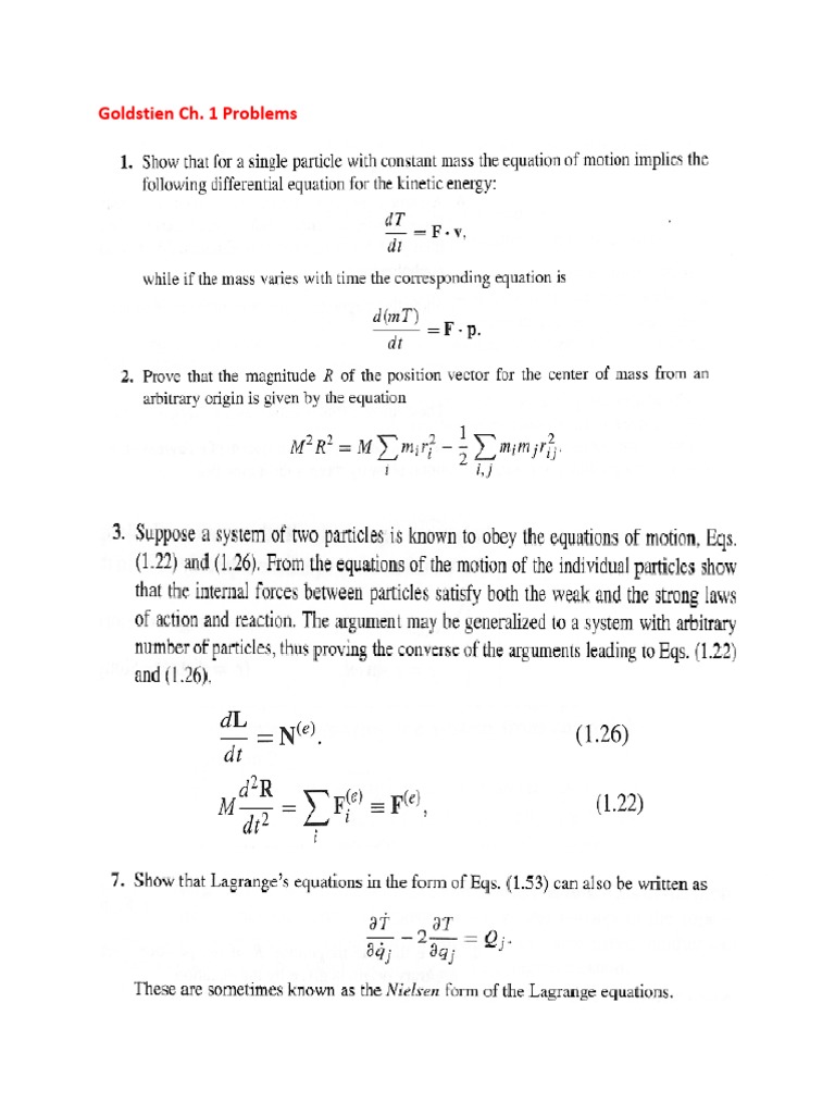 Goldstien Ch. 1 Problems | PDF