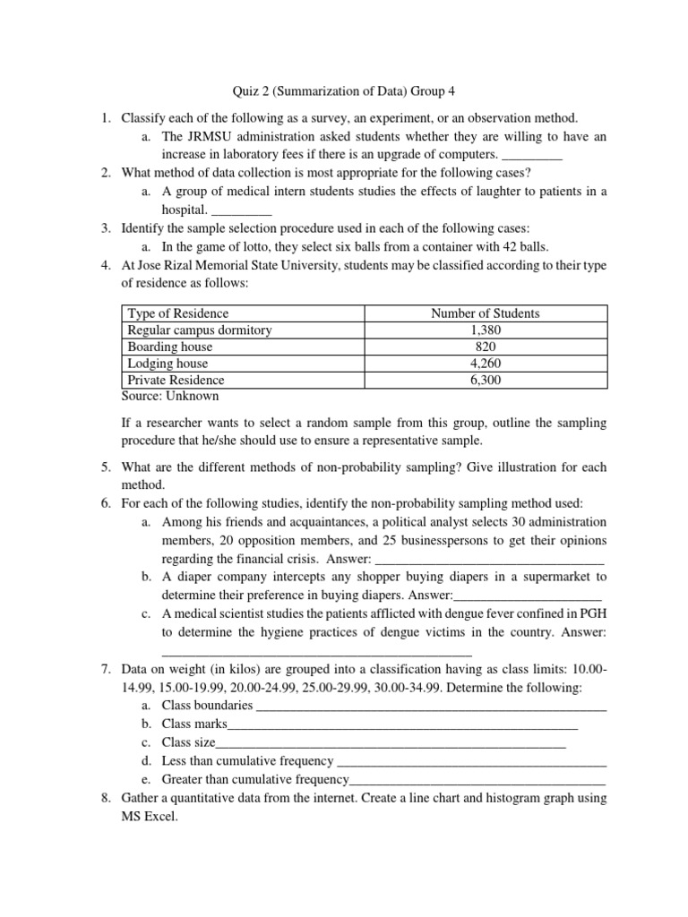 Quiz 2G41 | PDF | Sampling (Statistics) | Statistics
