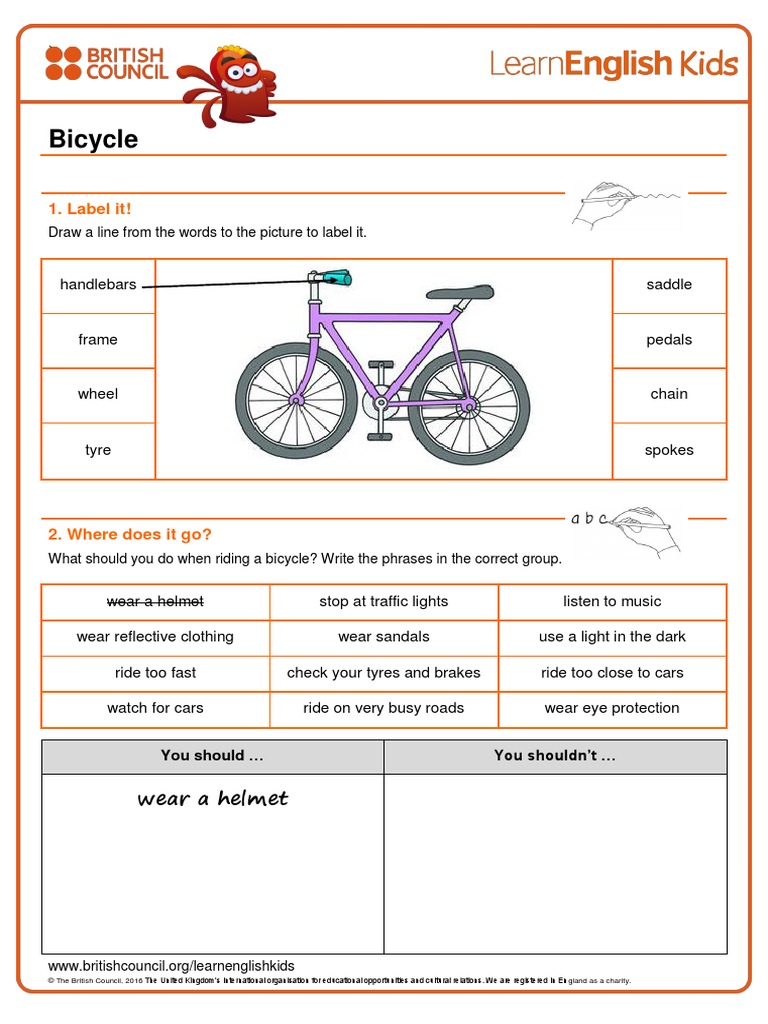 Worksheets Bicycle v2 | PDF | Adventure Travel | Wheel