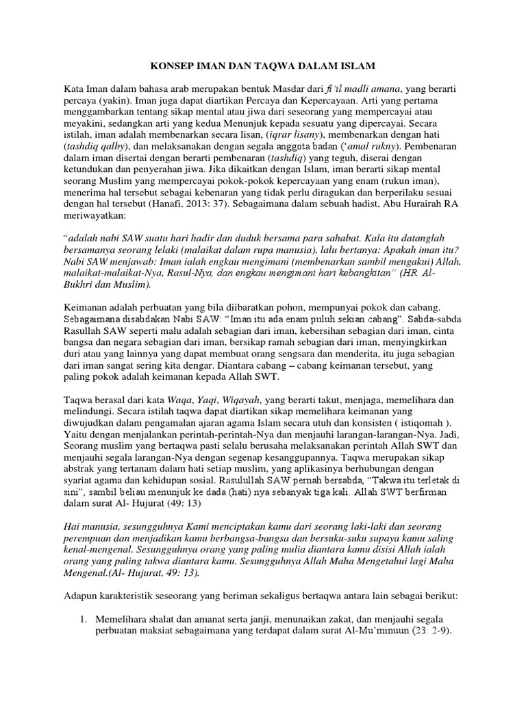 Konsep Iman Dan Taqwa Dalam Islam | PDF