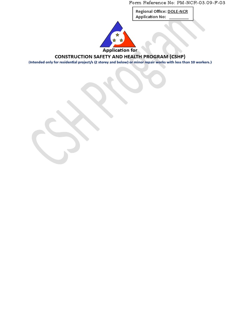 C1 Simplified CSHP Application Form | PDF | General Contractor ...