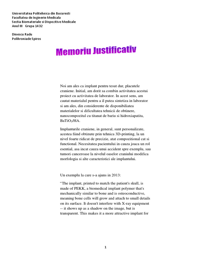 Memoriu Justificativ | PDF