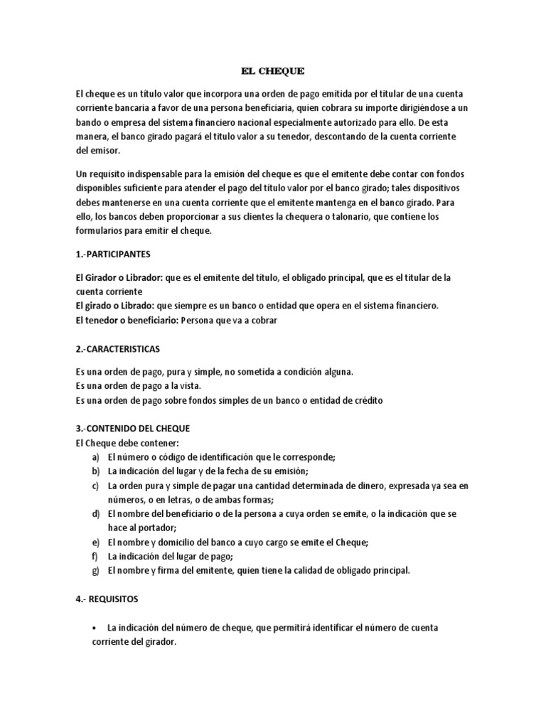 Todo sobre el cheque y sus partes | PDF | Cheque | Bancos