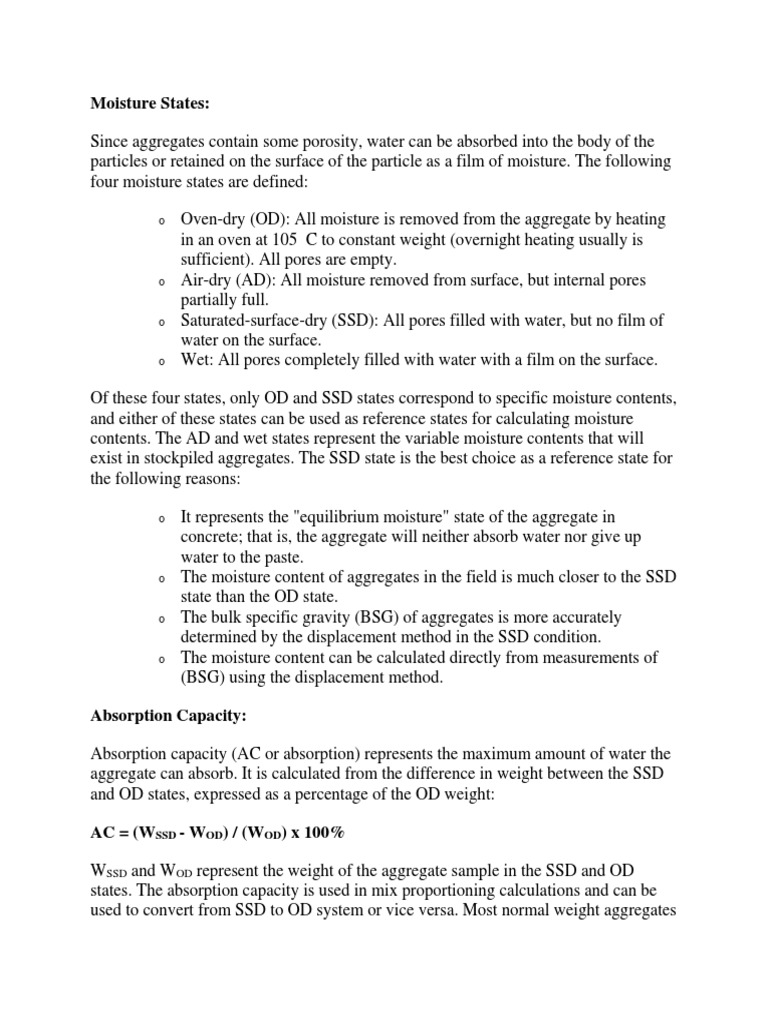Moisture States in Aggregate | Download Free PDF | Porosity | Materials ...