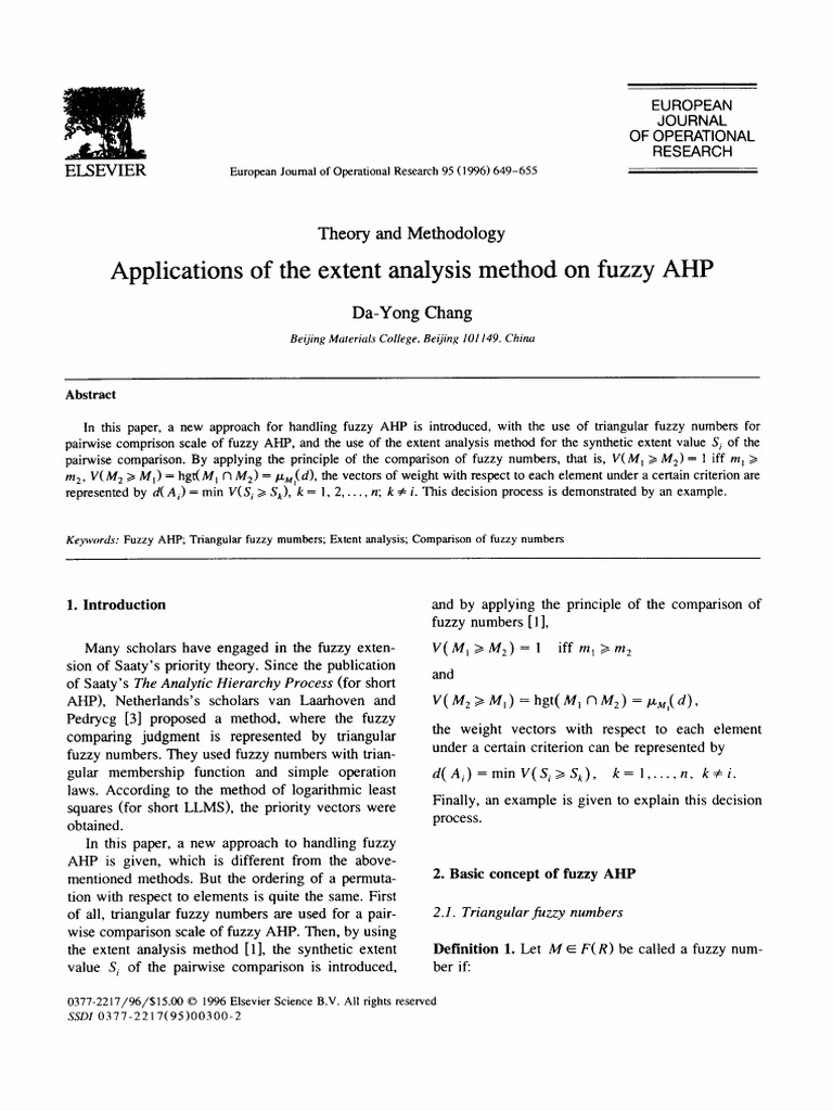 Application of The Extent Analysis Method On Fuzzy AHP | PDF | Time ...