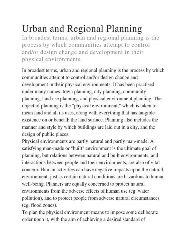 Urban and Regional Planning | PDF | Public Housing | Urban Planning