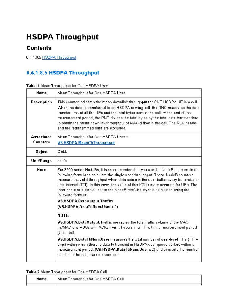 HSDPA Throughput Counter PDF | PDF | High Speed Packet Access ...
