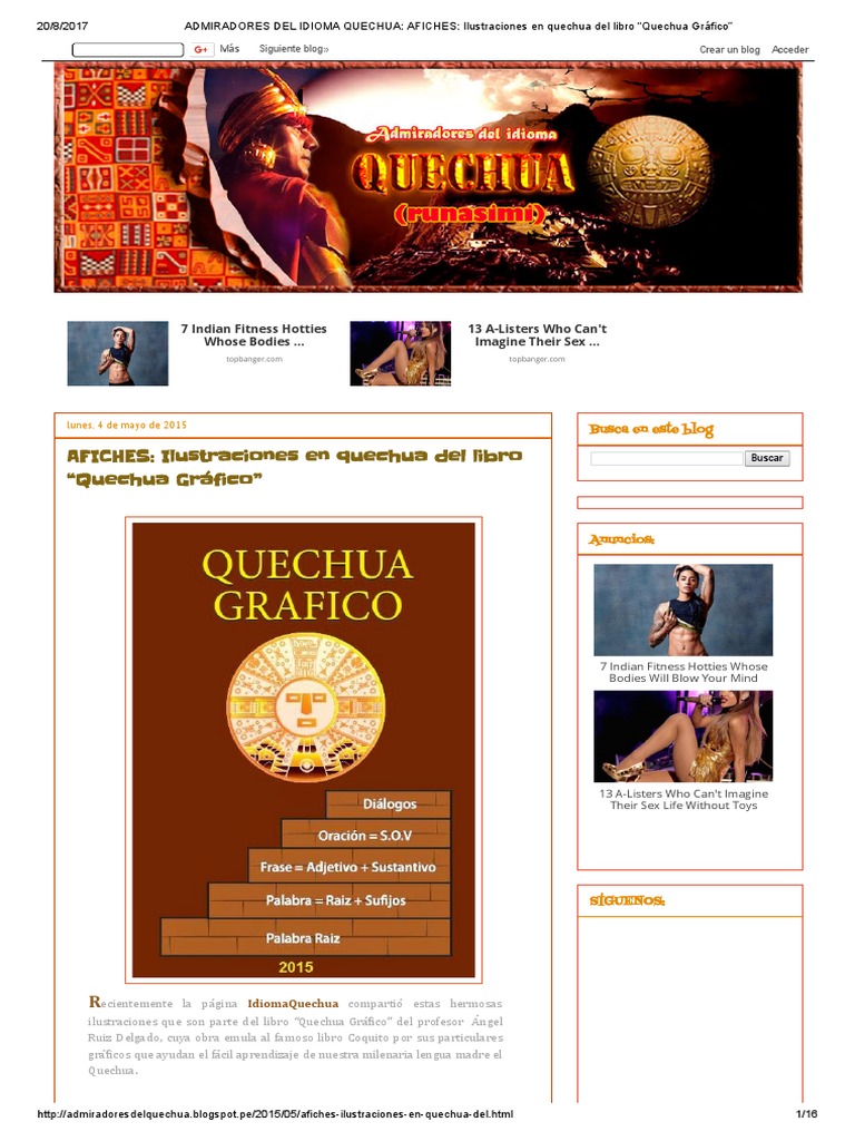 ADMIRADORES DEL IDIOMA QUECHUA - AFICHES - Ilustraciones en Quechua Del Libro "Quechua Gráfico ...