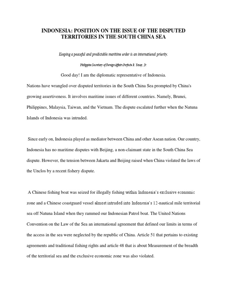 Position Paper | PDF | South China Sea | Diplomacy