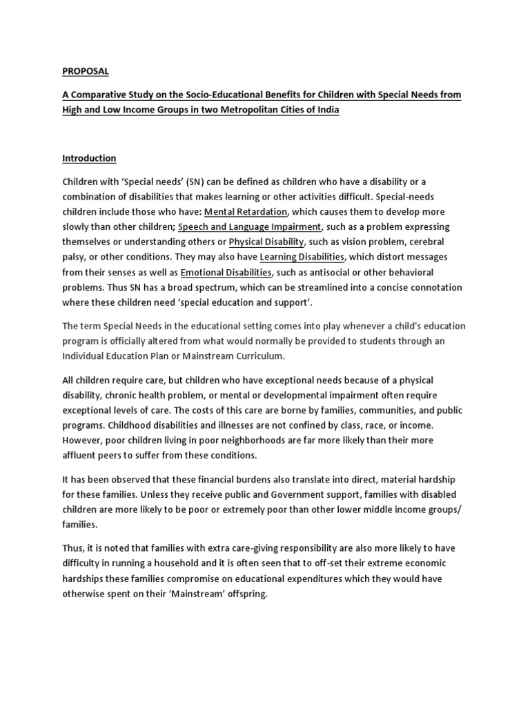 Proposal 2 | PDF | Special Education | Disability