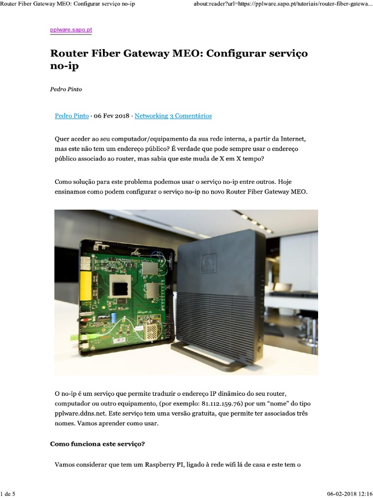 Router Fiber Gateway MEO - Configurar Serviço No-Ip | PDF | Arquitetura ...