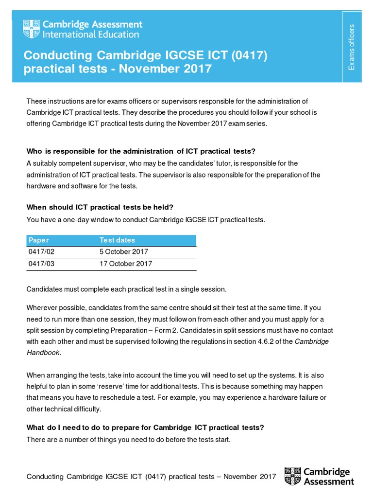 0417 - November - 2017 - Conducting Cambridge IGCSE ICT Practical Tests ...