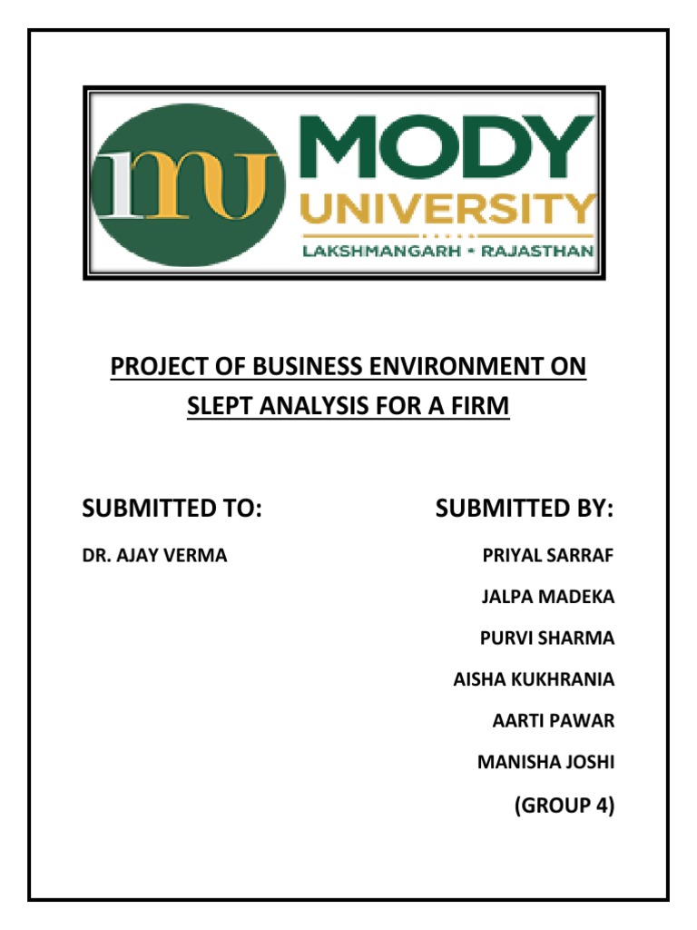 Project of Business Environment On Slept Analysis For A Firm | PDF ...