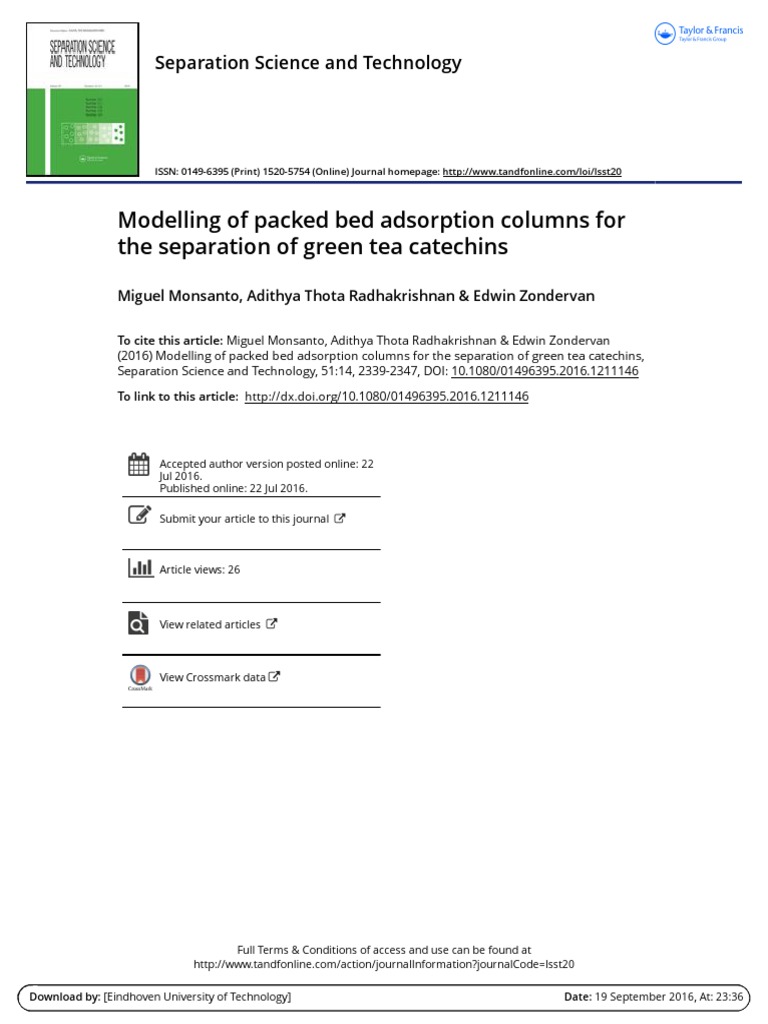 Modelling of Packed Bed Adsorption Columns For The Separation of Green ...
