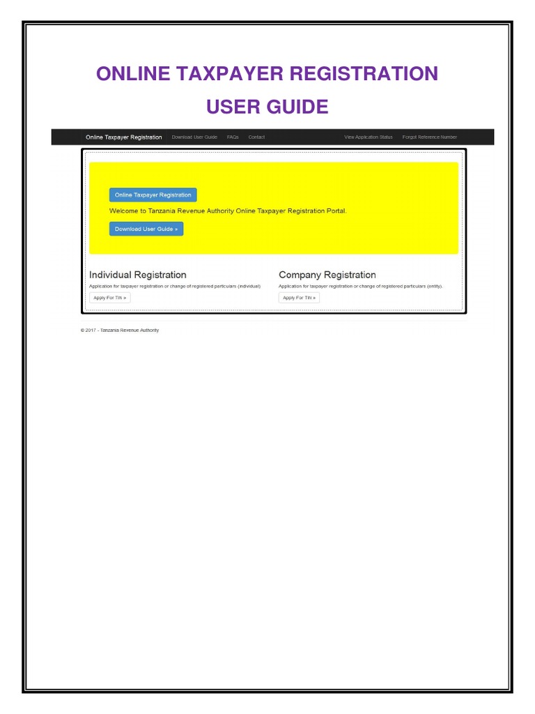 Online Taxpayer Registration User Guide | PDF