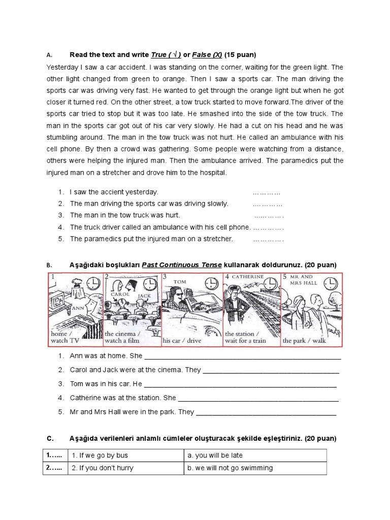 Read The Text and Write True ( ) or False (X) (15 Puan) | PDF