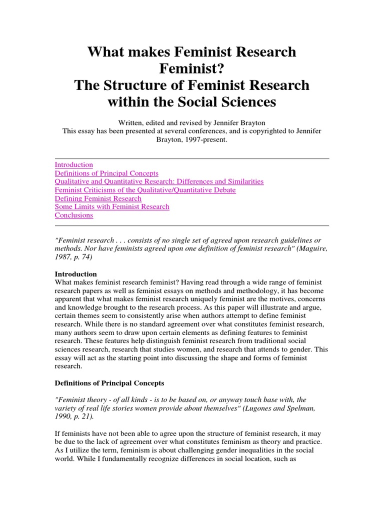 What Makes Feminist Research Feminist | Qualitative Research | Feminism