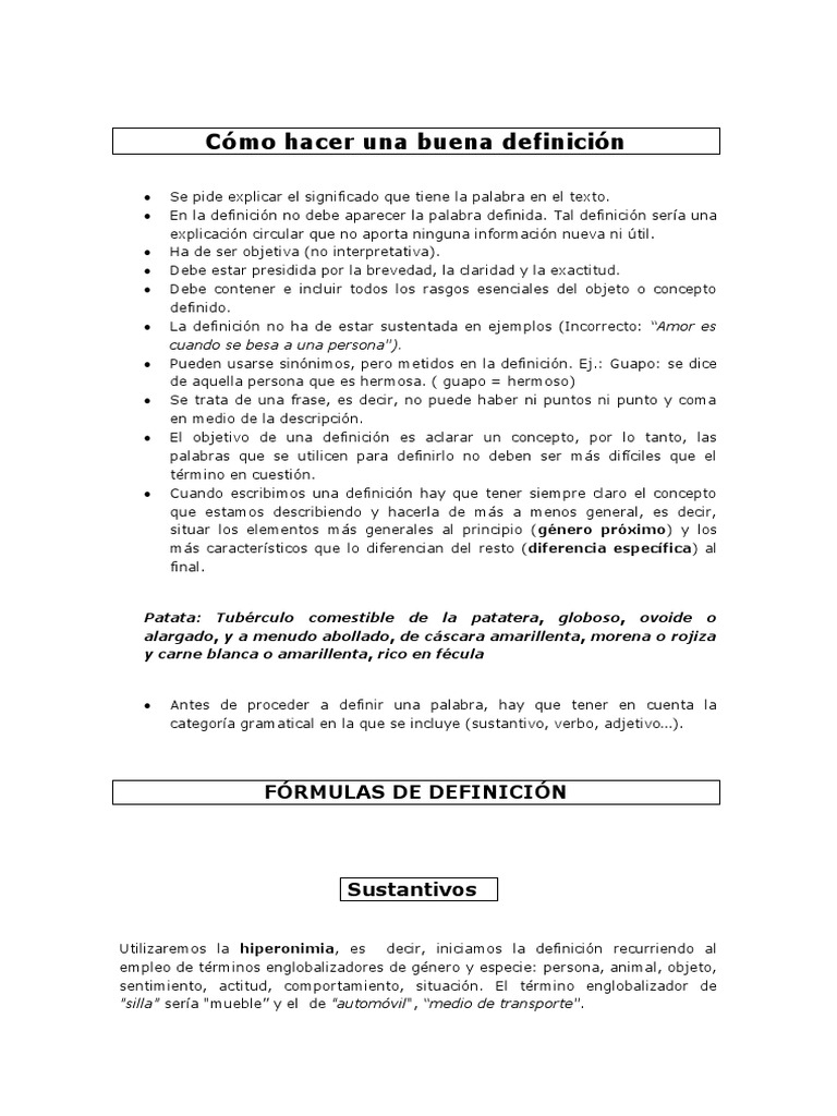 Cómo Hacer Una Buena Definición | PDF | Movimiento (física) | Palabra