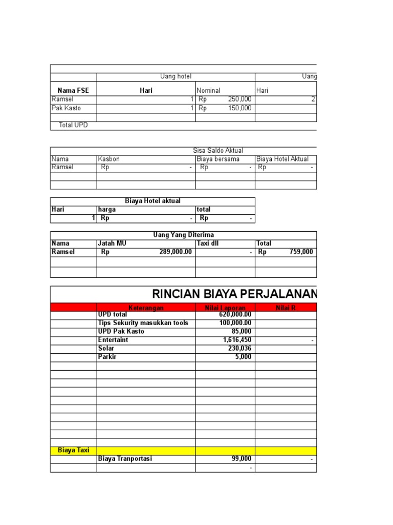 Rincian Biaya Perjalanan Dinas | PDF