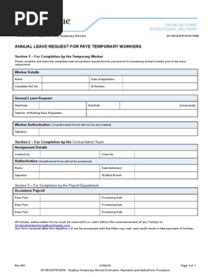 Annual Leave Form Pdf